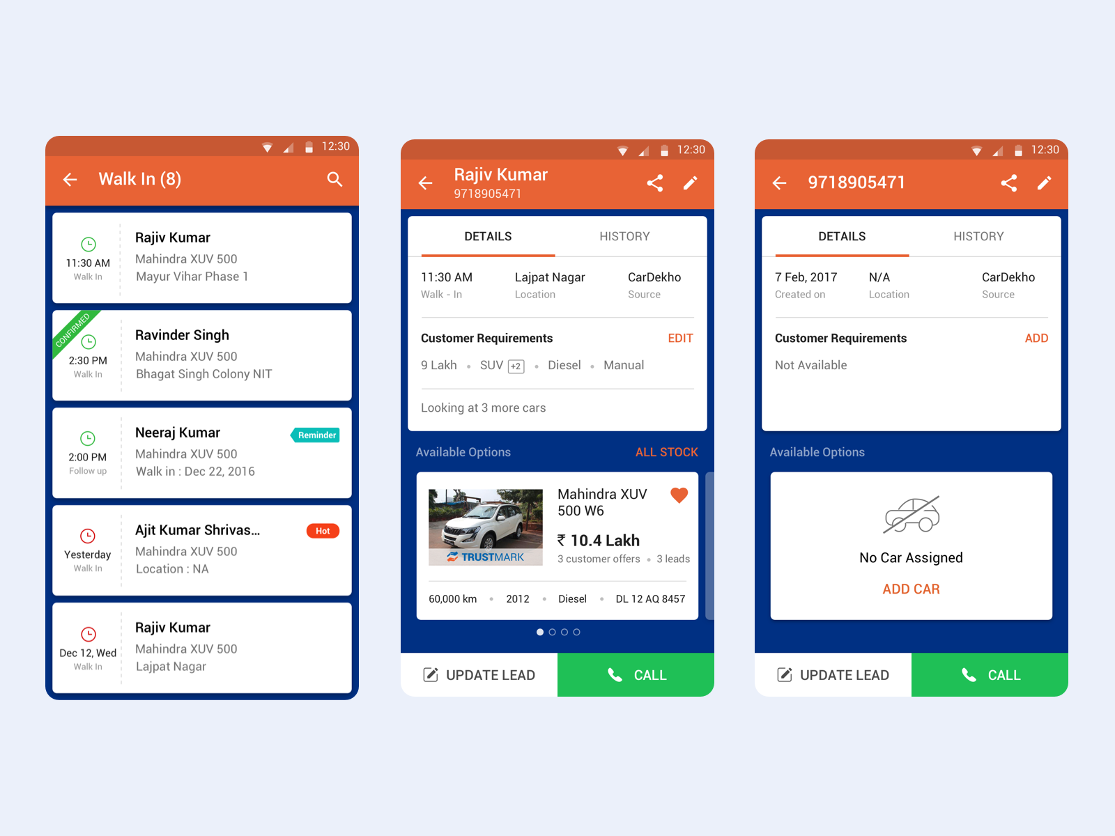 Walk-in Lead Listing & Detail UI/UX by Ravinder Singh on Dribbble