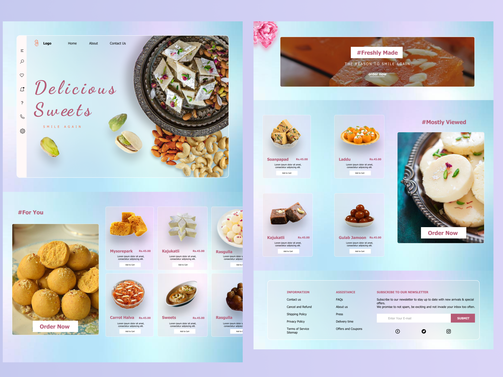 Sweets website ui by Areeba Shaik on Dribbble
