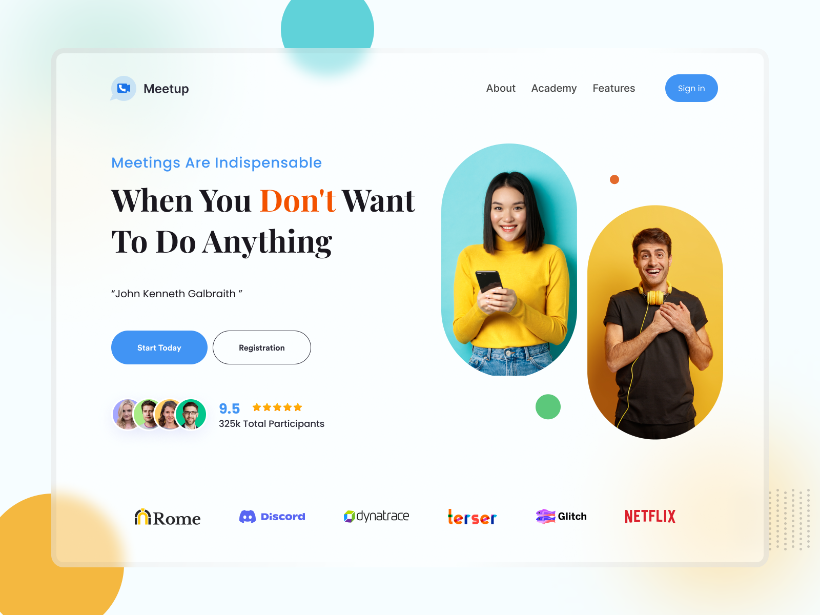 Meetup Online Meeting Website Banner by Md Yeasin Arafat on Dribbble