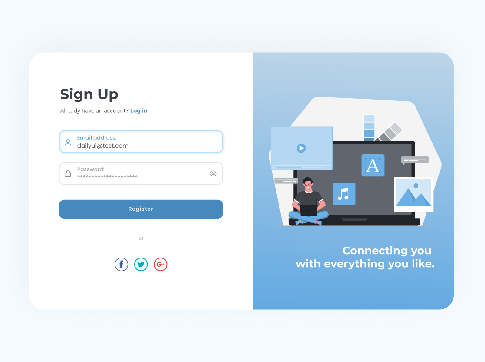 Sign Up UI Design | Daily UI 001 by Vânia Cristina on Dribbble