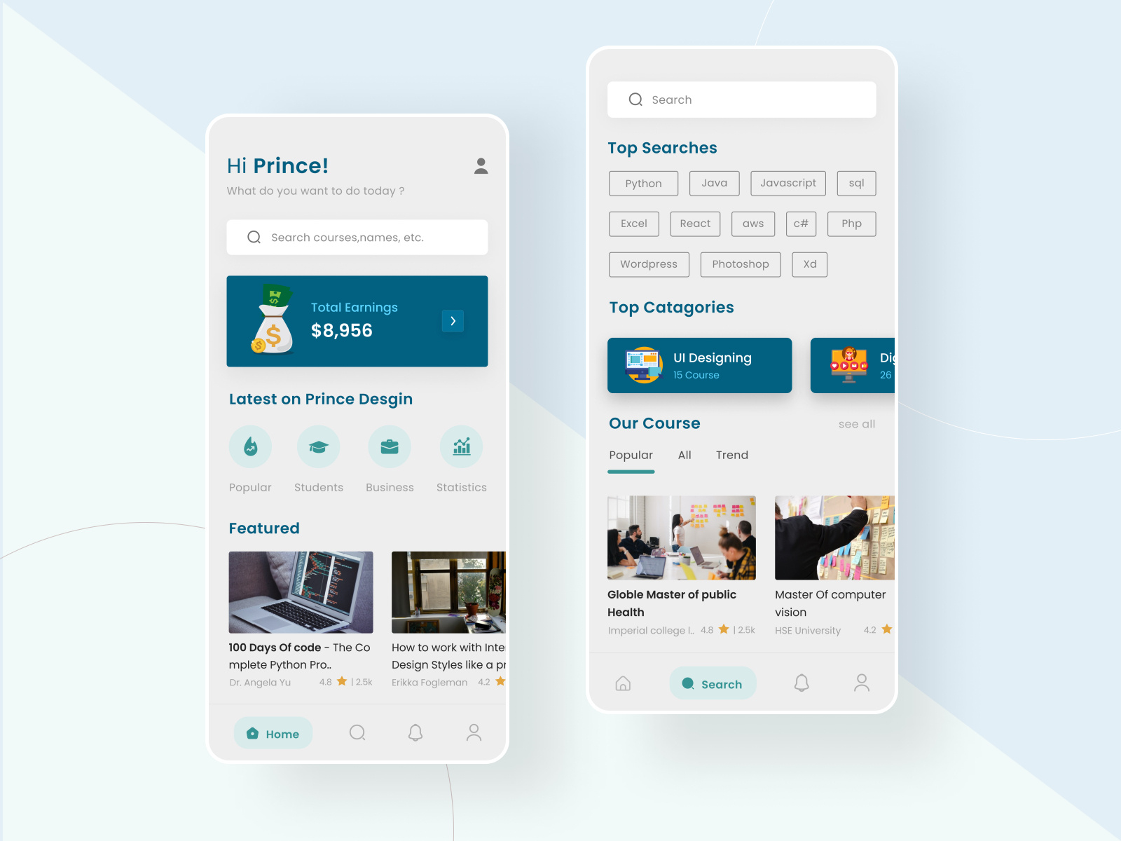 Online learning platform by Prince Ramoliya on Dribbble