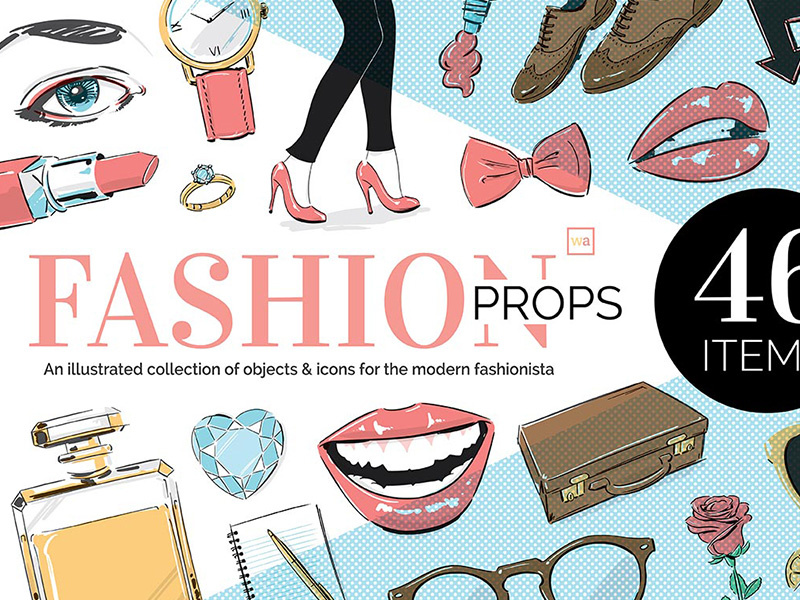 Illustrated Fashion Props by wingsart.net by Christopher King on Dribbble