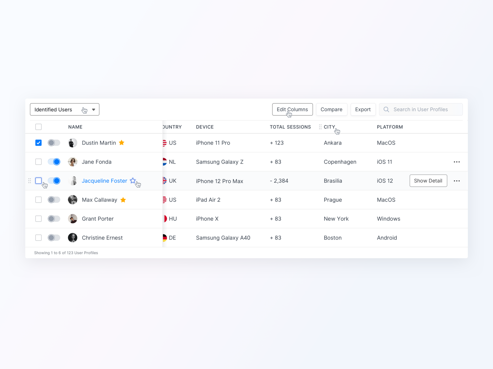 Table - New Countly UI by Antonin Kus on Dribbble