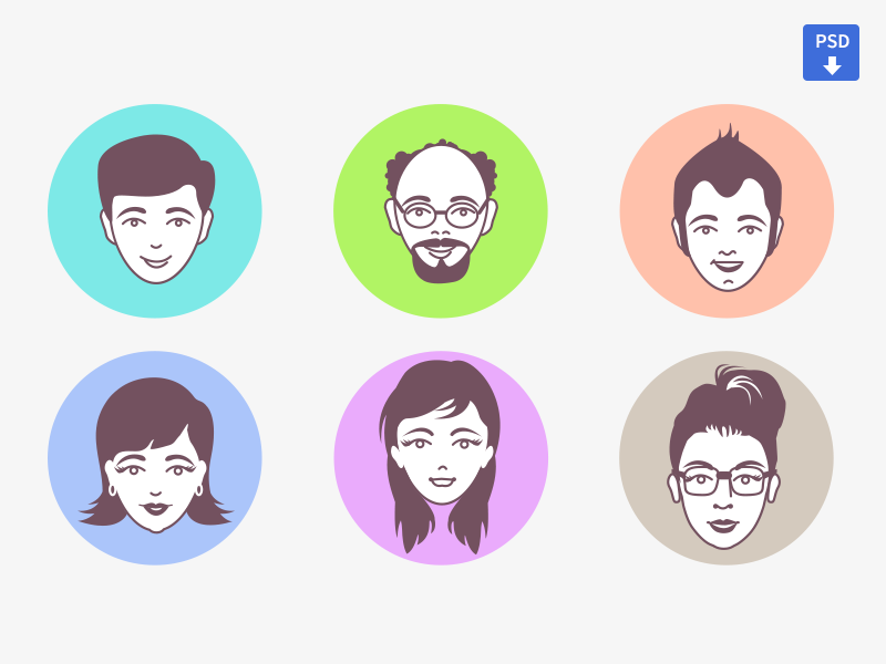 Avatar Vector Faces PSD by Graphicsfuel on Dribbble