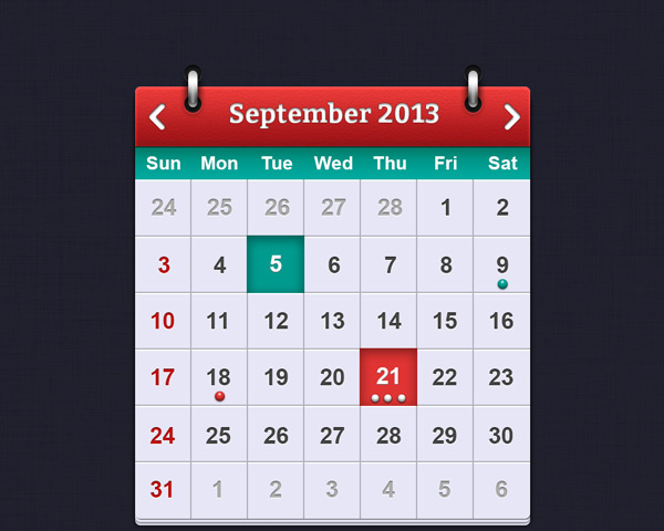 iOS Calendar UI Elements by Graphicsfuel on Dribbble
