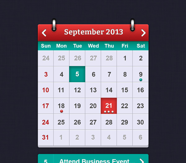 iOS Calendar UI Elements by Graphicsfuel on Dribbble