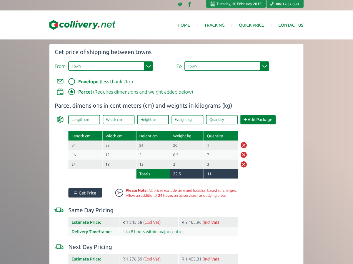 MDS Collivery Website - Quote by Nathan Venn on Dribbble