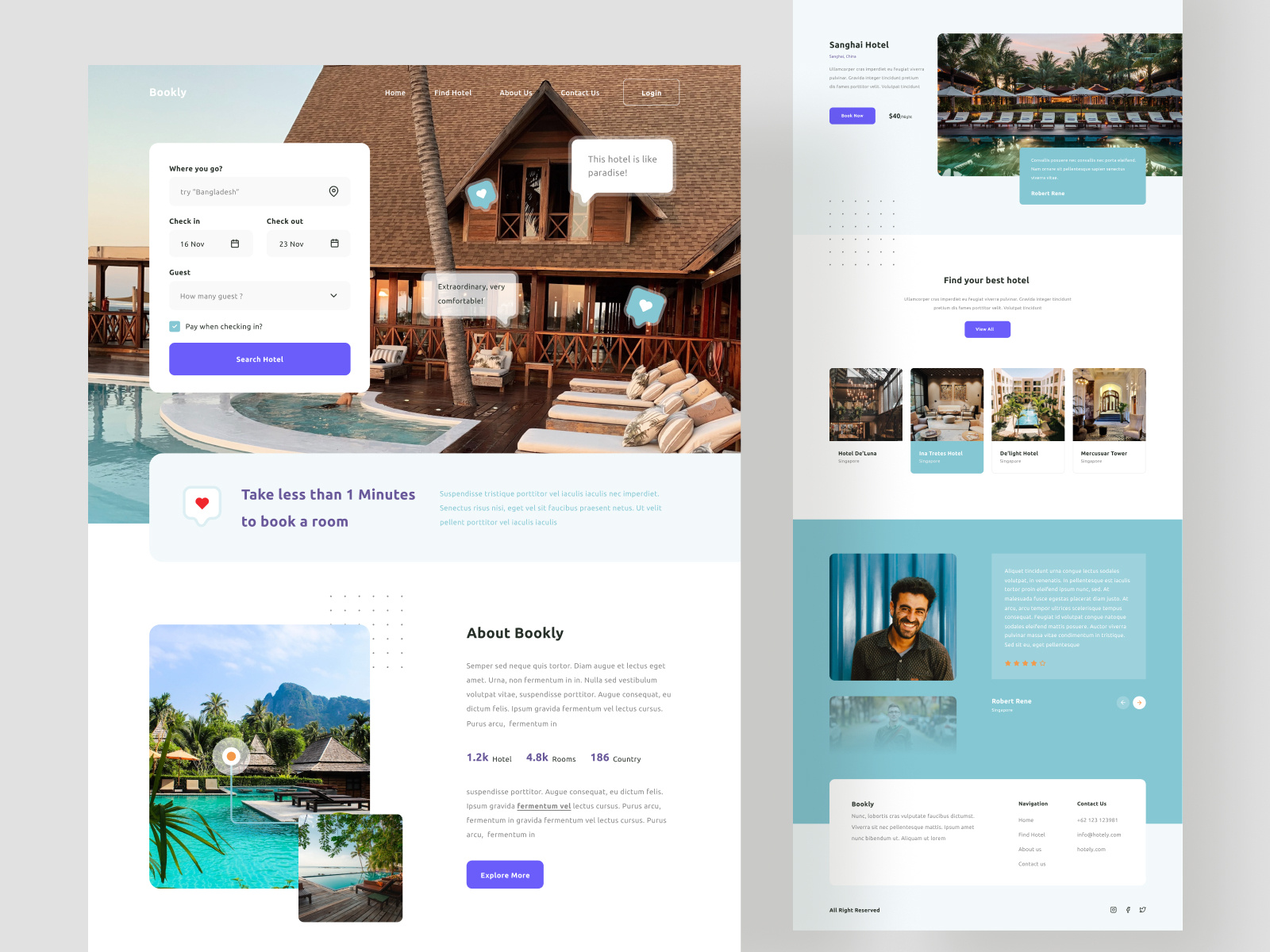 Bookly- A hotel booking website by Rahiq Ahmed on Dribbble
