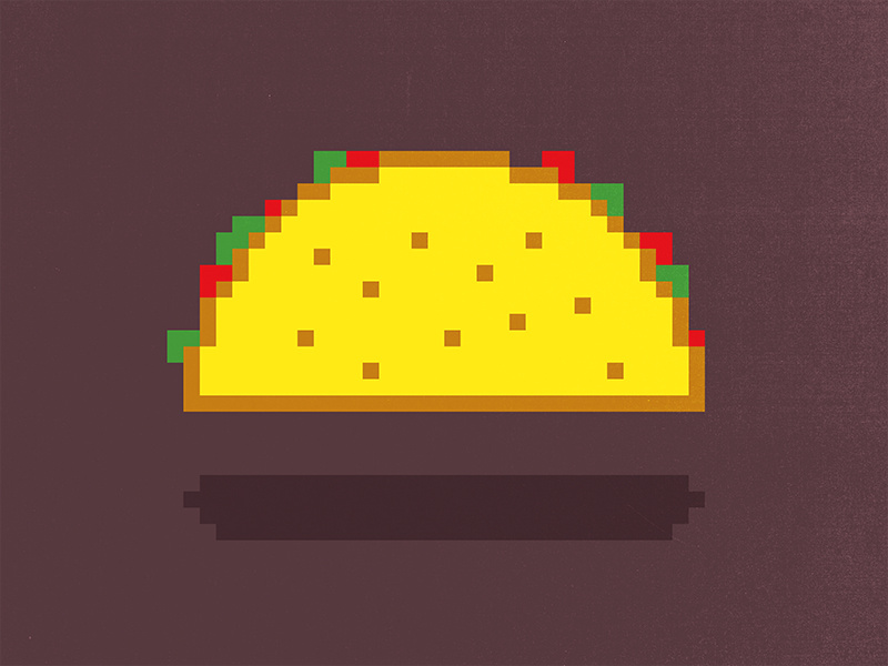 Floating 8-Bit Taco by Steve Bargas on Dribbble