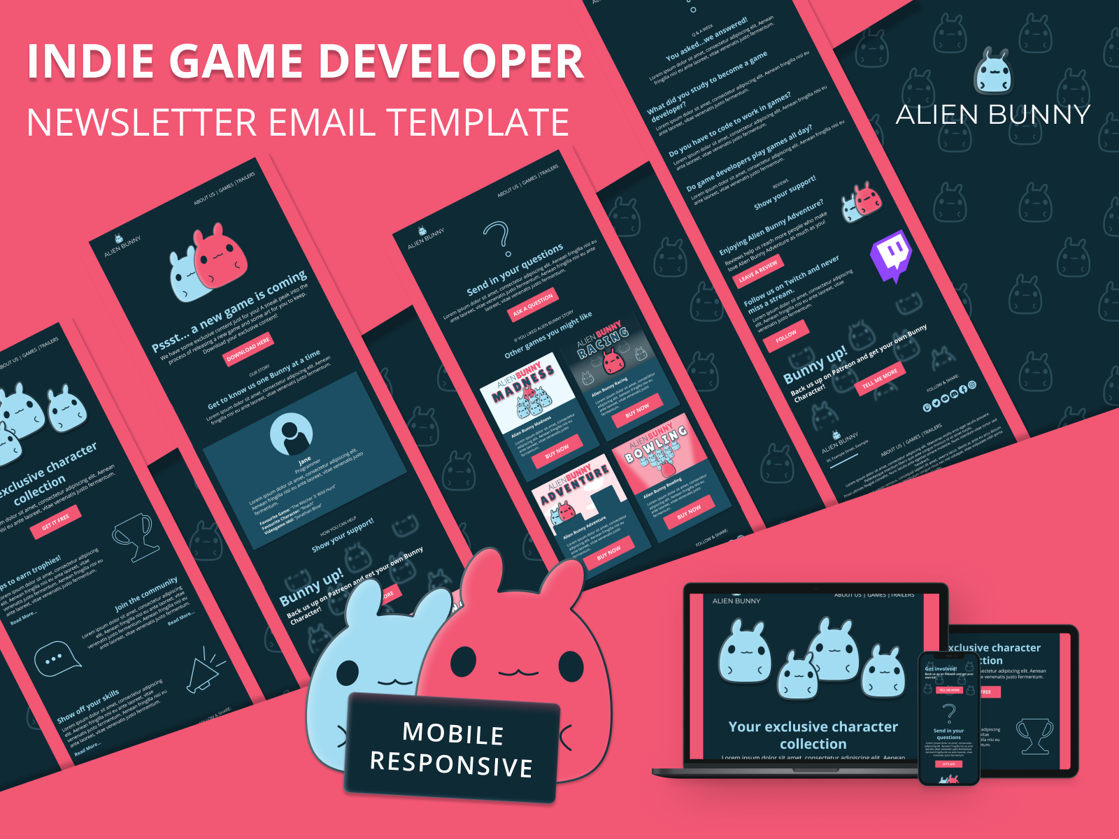 Alien Bunny | Indie Games Email Template by Ana Luisa Sampaio on Dribbble