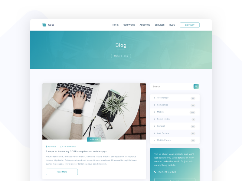 Gaus - Mobile App Development Agency Template by tempload on Dribbble