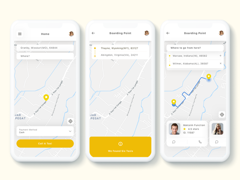 Yunu - Taxi App UI Kit by tempload on Dribbble