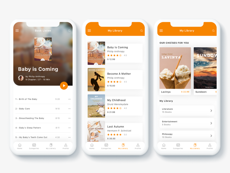 Meron - e-Book and Audio Book App UI Kit by tempload on Dribbble
