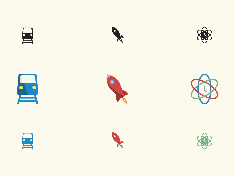 Train, Spaceship, Time Travel icons by Ryan C on Dribbble