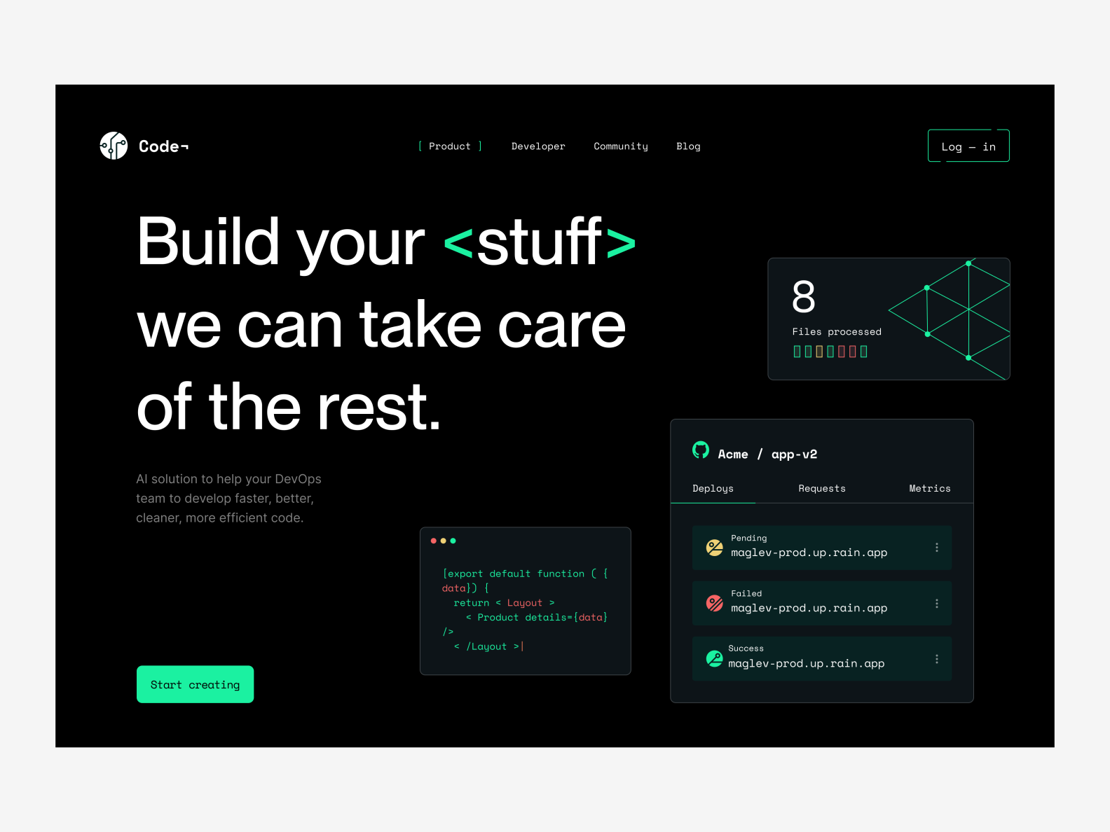 Ai Technology For Coding Hero Section By Artem For Implse On Dribbble