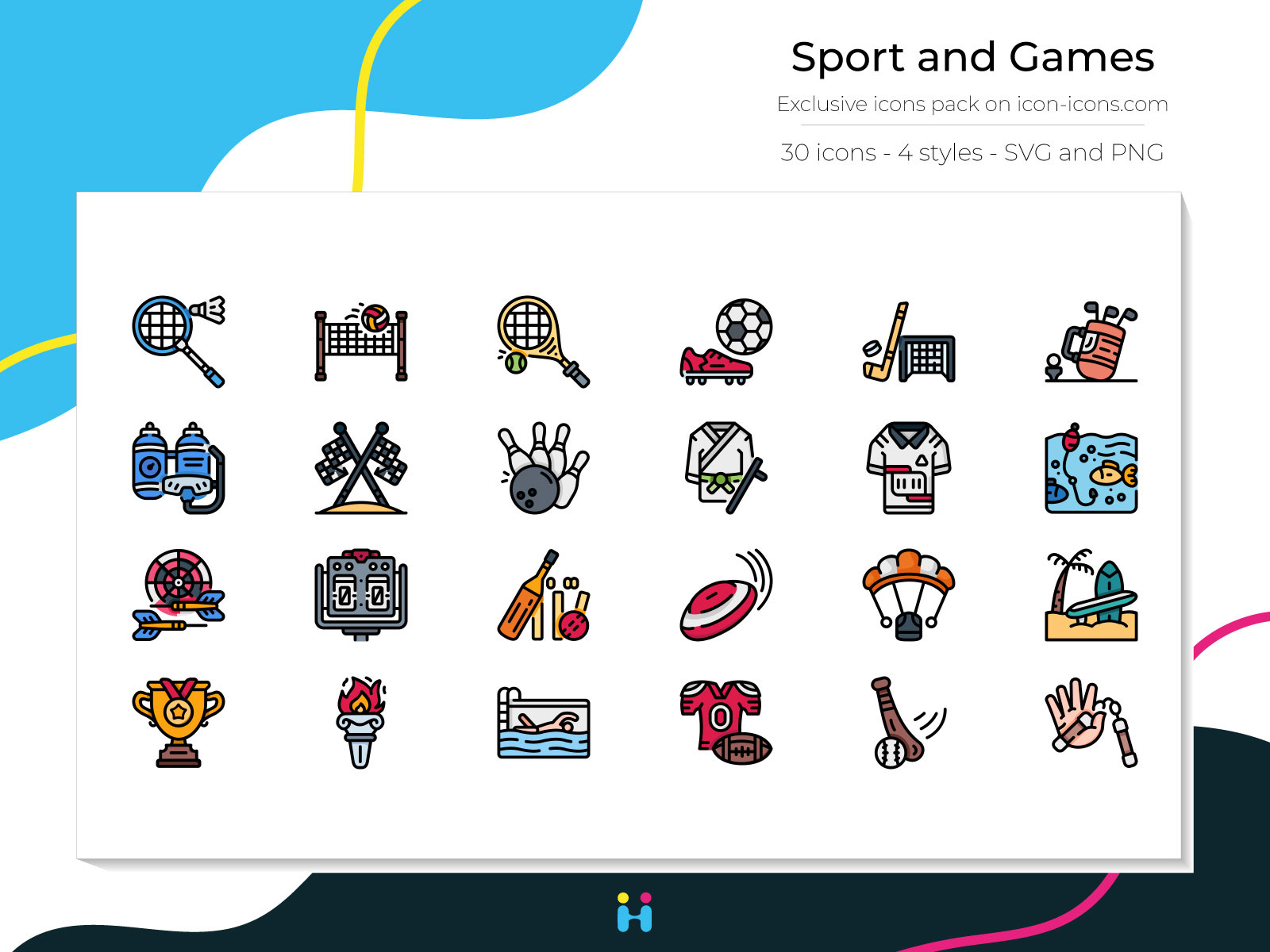 Sport and Games icons (Filled Line) by Icon-Icons on Dribbble