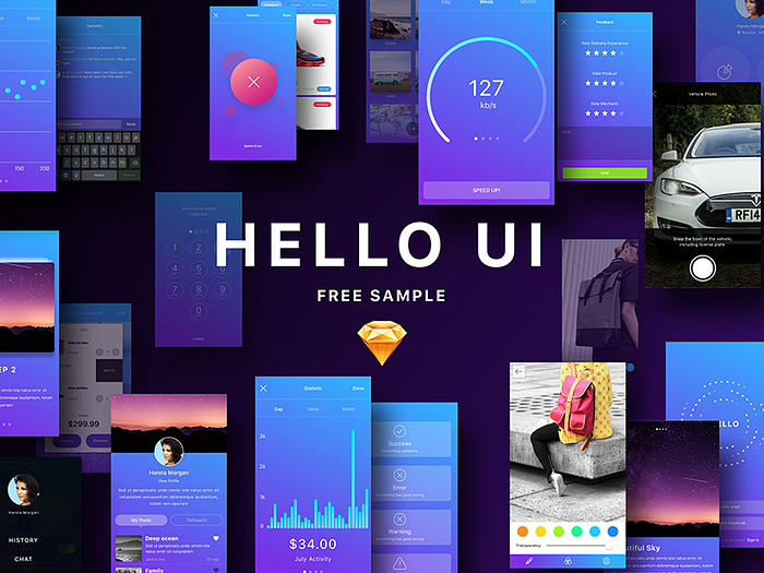 Hello UI Kit Free Sample by Yuriy Kondratkov on Dribbble