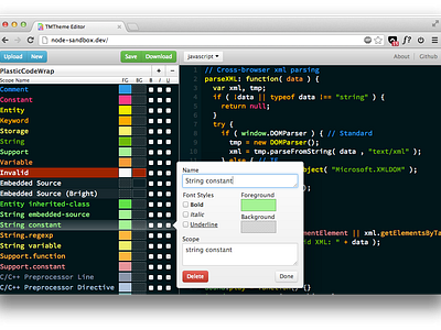 Textmate/Sublime color scheme editor by Allen Bargi on Dribbble