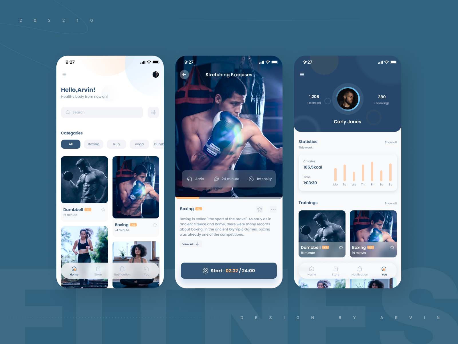 Fitness UI by Arvin on Dribbble