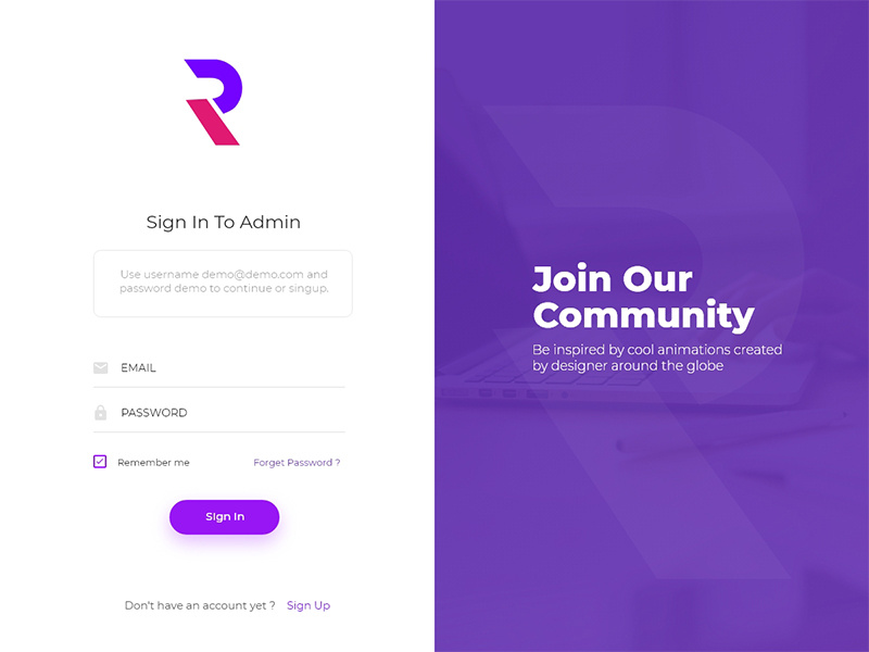 Community Login Screen by 尺卂爪卂几 on Dribbble