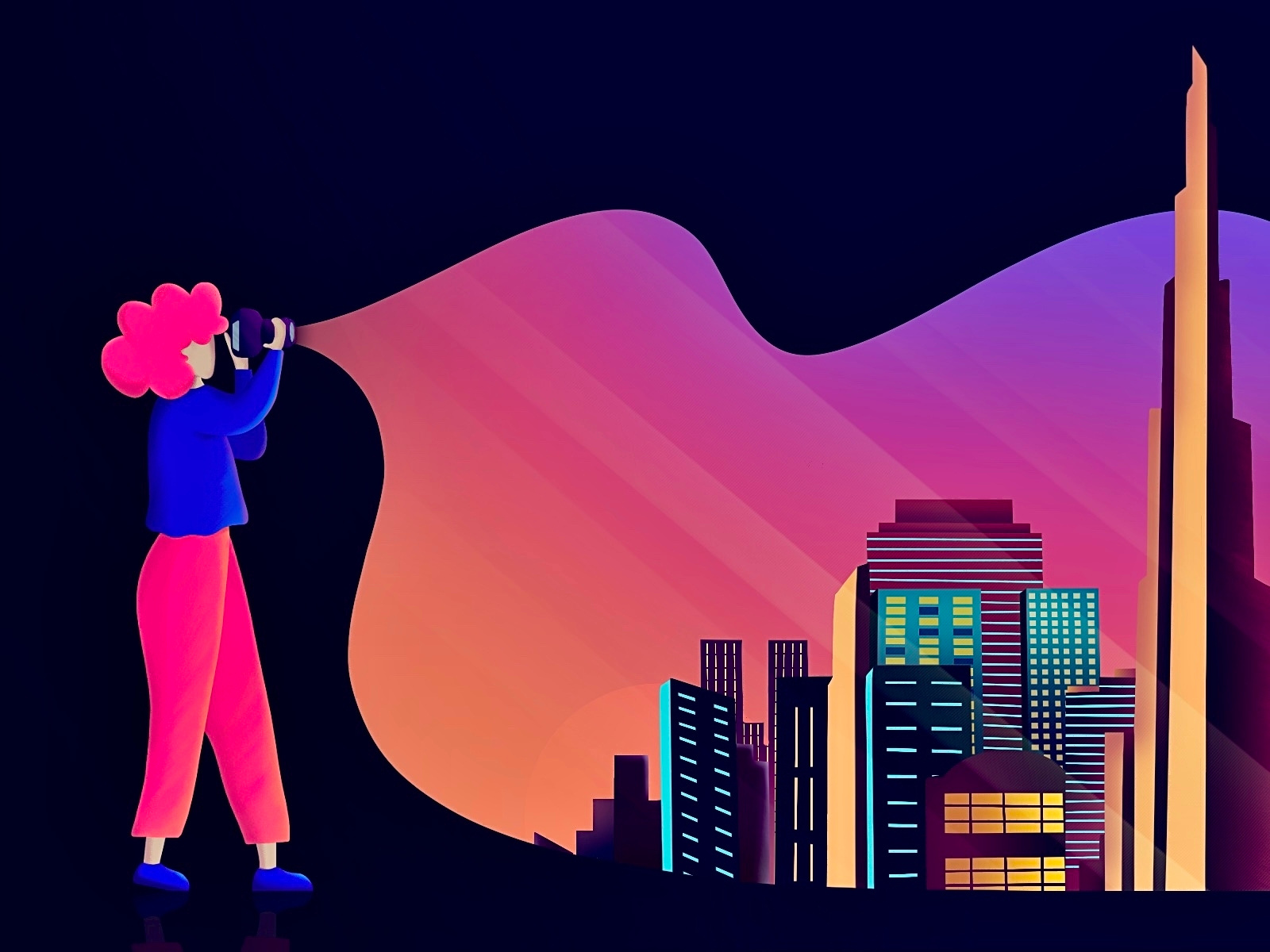 Illustration Night City by Anastasiia on Dribbble