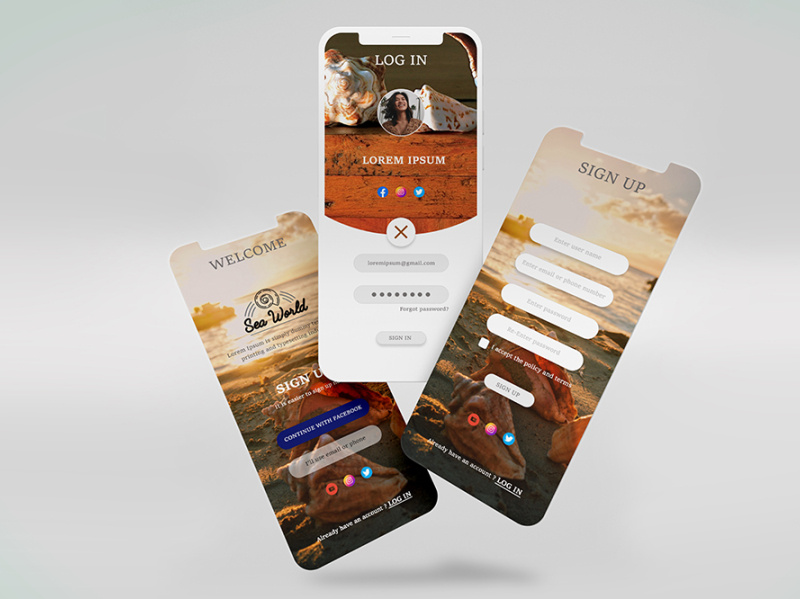 Simple Login Signup mobile application UI by Isanjalee Silva on Dribbble