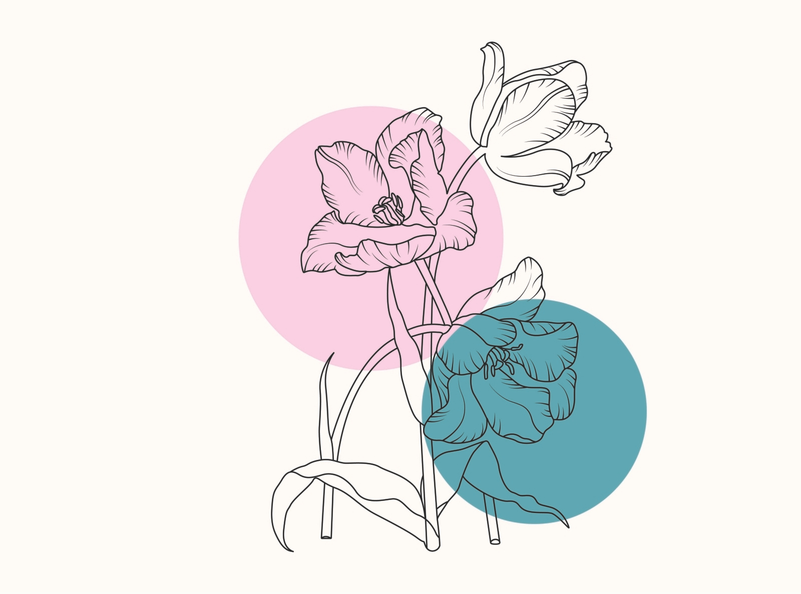 Beautiful flower one line art with color flower by one line art_Nenson ...