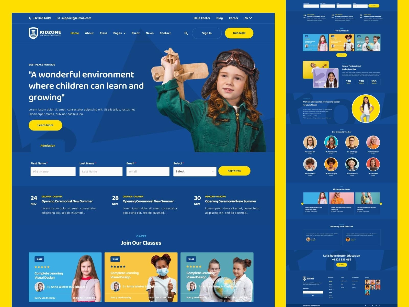 Kidzone Kindergarten & School Website by Retenvi on Dribbble