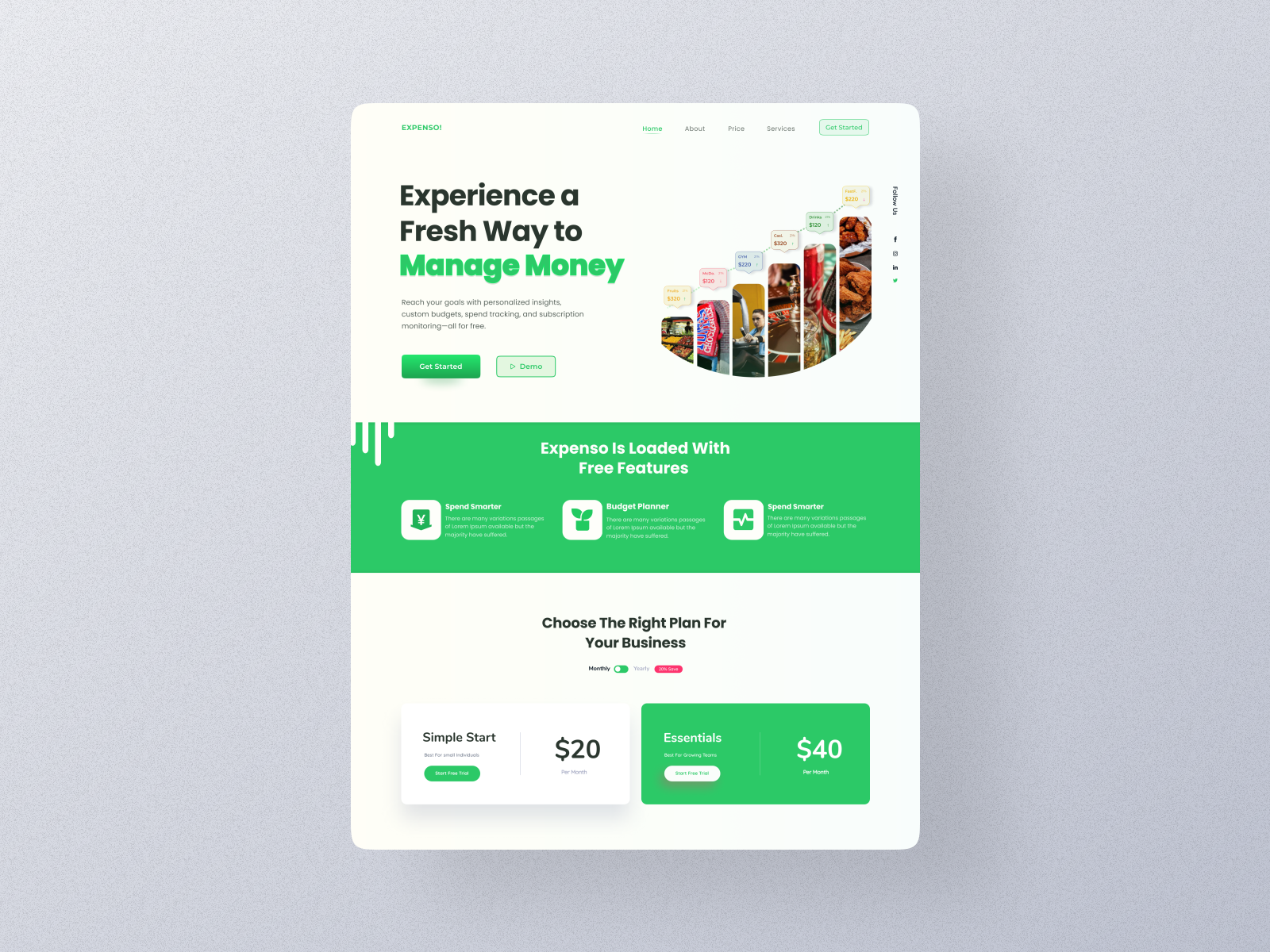 Expense Tracking Landing Page UI design by ASAD on Dribbble