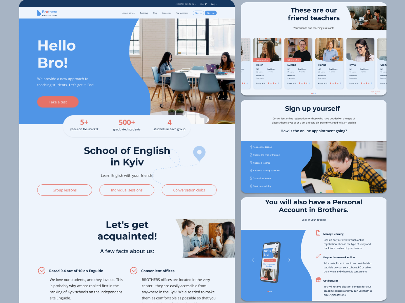 English Club Landing Page by Yelizaveta V. on Dribbble