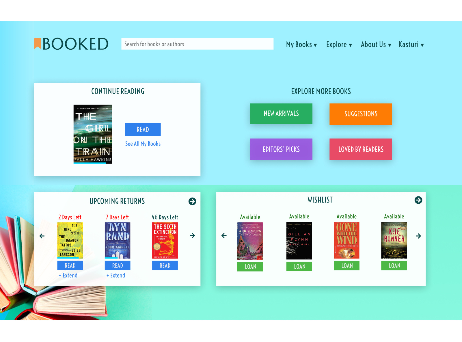 BOOKED - Home Page by Kasturi Pore on Dribbble