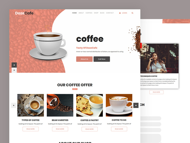 Dozecafe by Free Website Templates on Dribbble