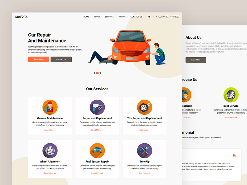 Motora by Free Website Templates on Dribbble