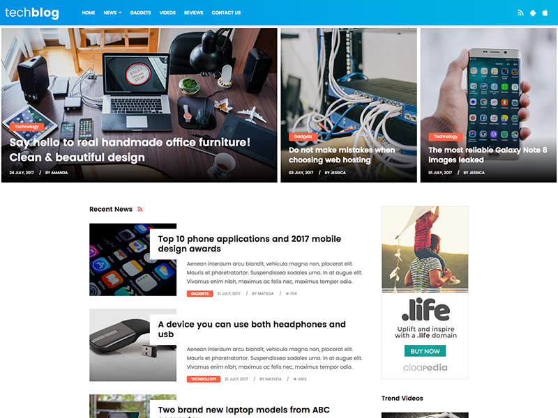 Tech Blog by Free Website Templates on Dribbble