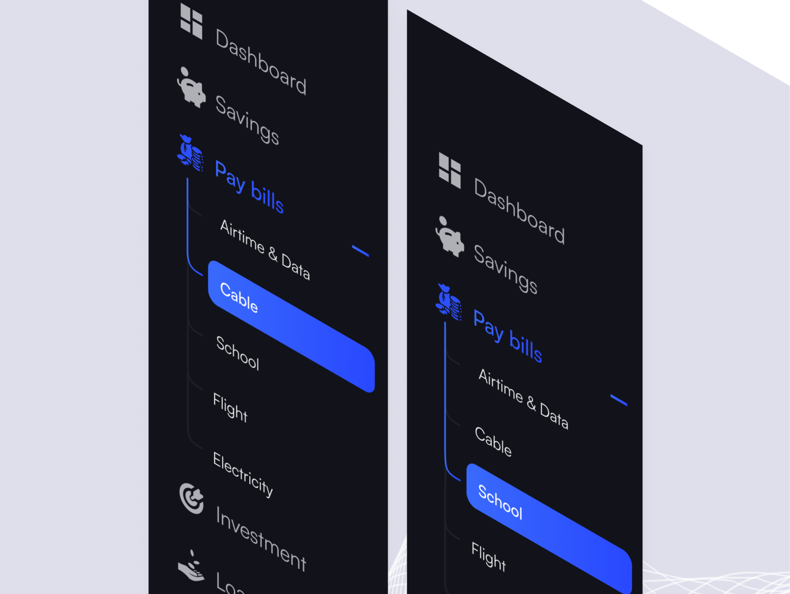 Side Navigation Bar by Chudi on Dribbble