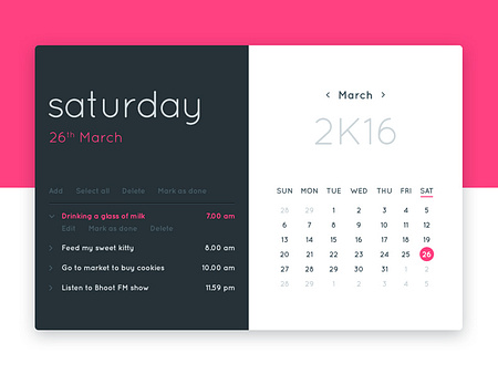 Calendar UI by Tamzid Hasan on Dribbble