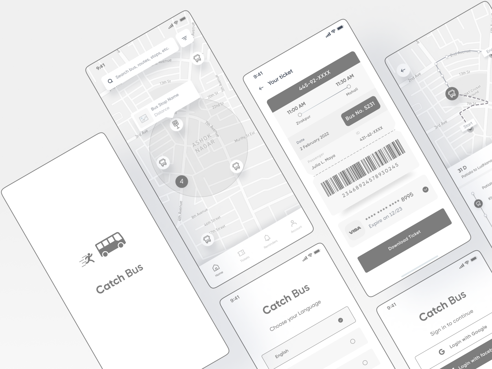 Catch Bus - Wireframes by Navya Chopra on Dribbble