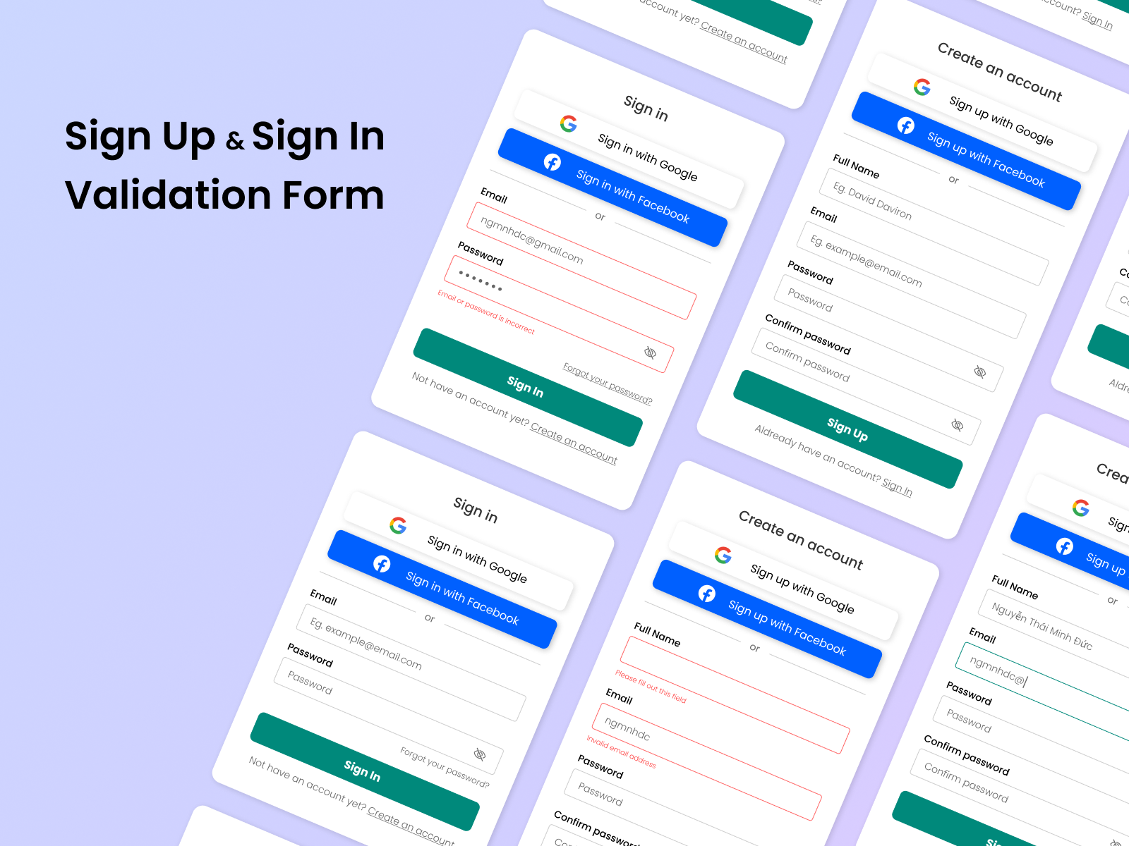 Sign Up & Sign In Validation Form by Nguyễn Thái Minh Đức on Dribbble