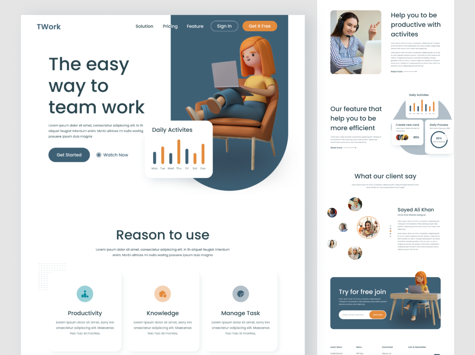 teamwork website by Mst Sumaeya Akter on Dribbble