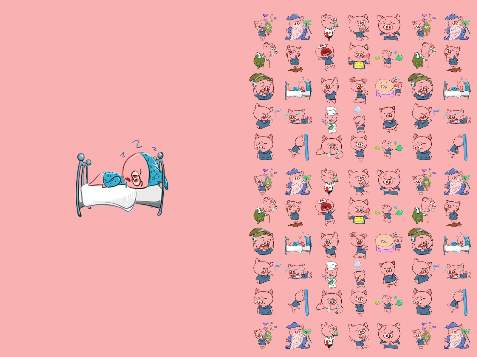 Ponky Pig Sticker Set by Budka on Dribbble