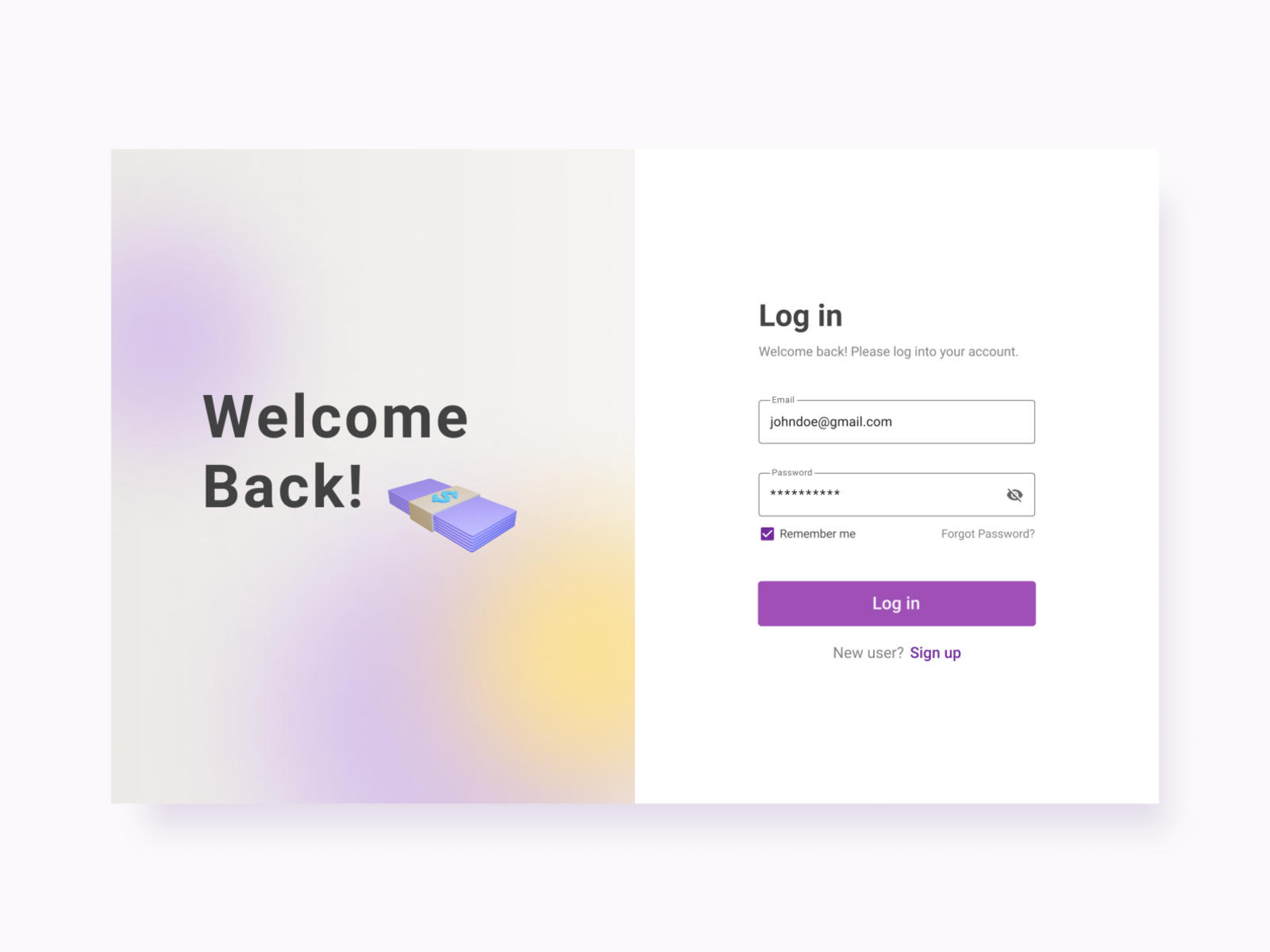 Dribbble - Dribbble shot HD - Login screen.png by Yulia Yakimenko