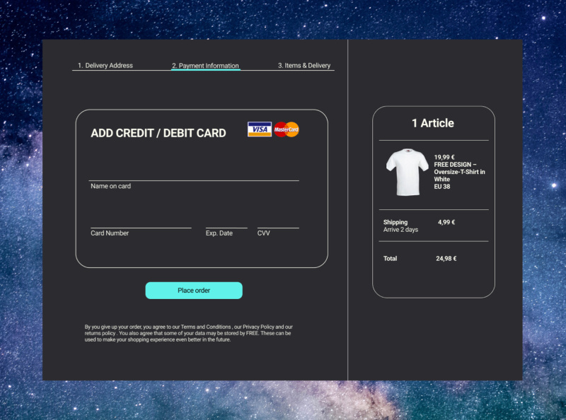 Daily UI Day 2: Credit card payment by Carolyn Davis on Dribbble