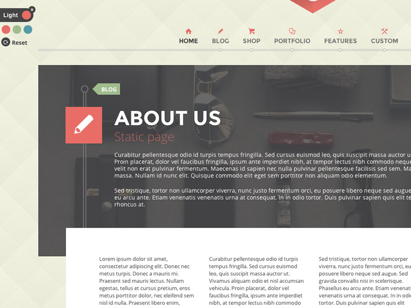 G theme static page by Michele Giorgi on Dribbble