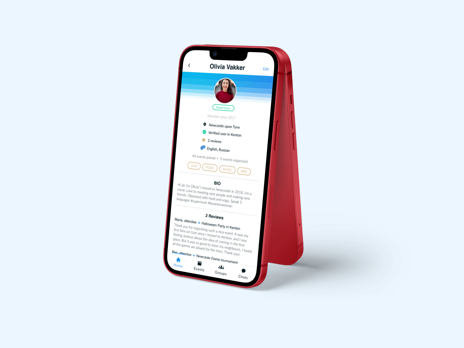 User profile UX/UI Design for an event app by Veronika Vakker on Dribbble