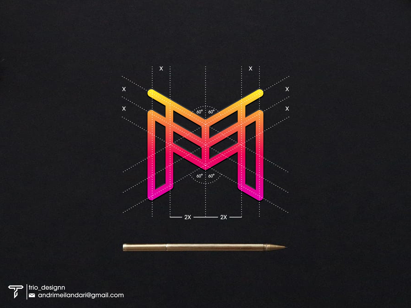 M monogram logo by trio_designn on Dribbble