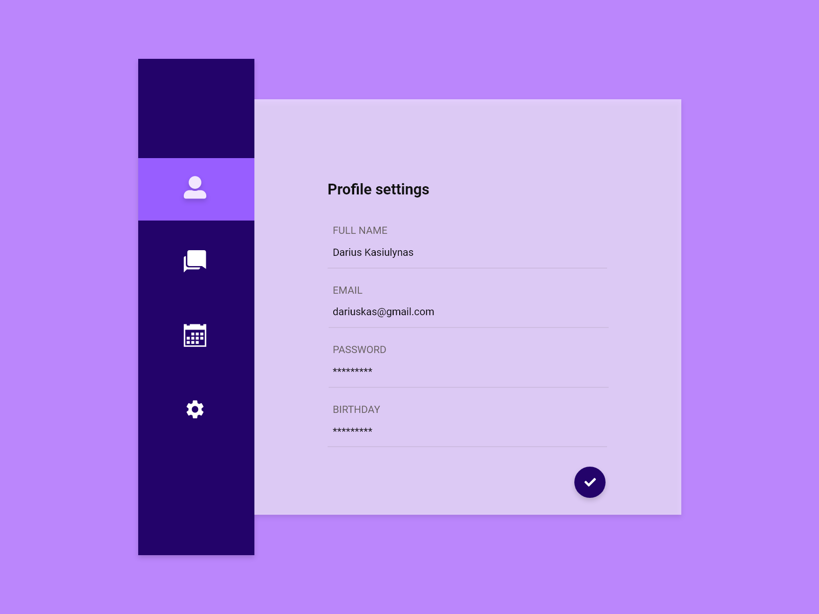 Profile Settings Page by darius95 on Dribbble