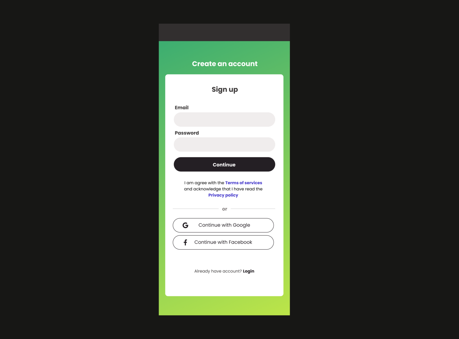 App Sign Up page by Zinia Nawrin Sukhi on Dribbble