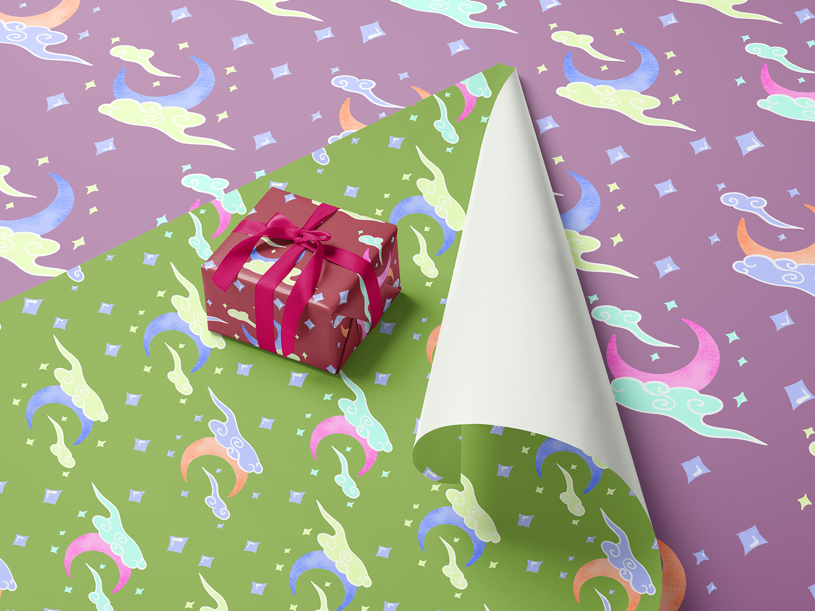 "Over the Moon" Happy Seamless Pattern by Yelloo Fish on Dribbble