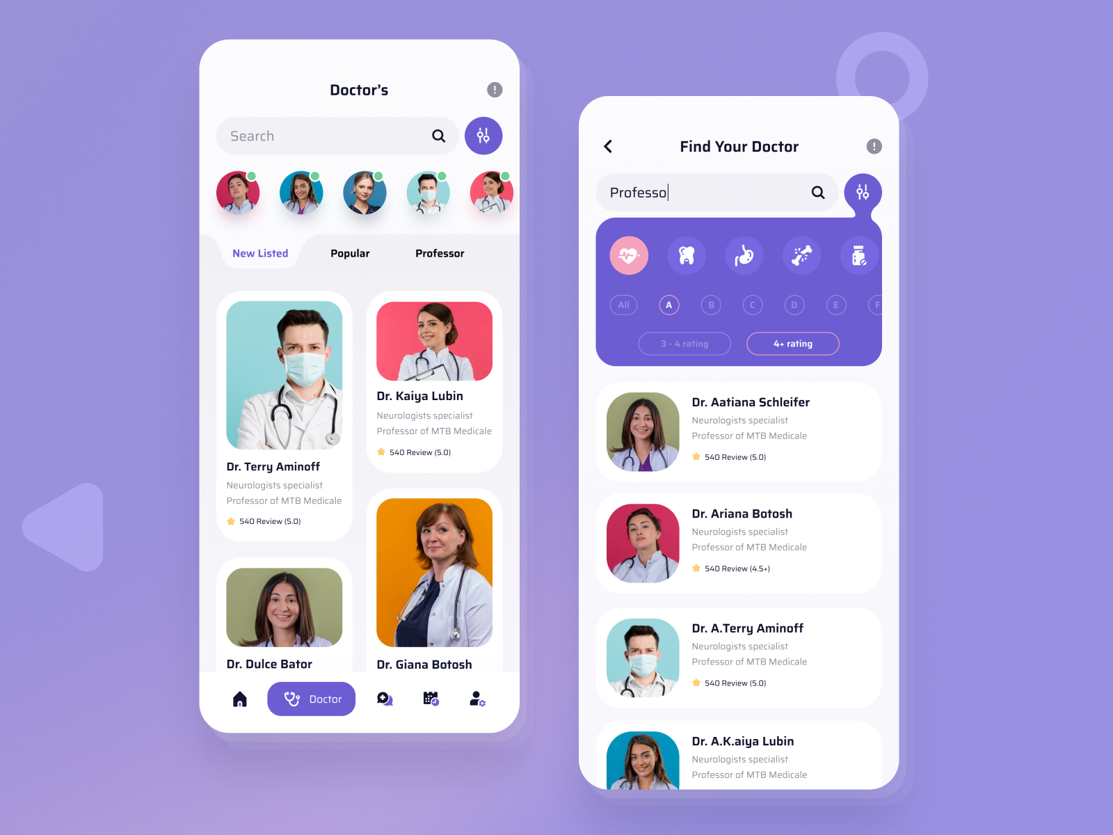 Doctor List Page- Doctor Appointment App by Shafiqul Islam 🌱 on Dribbble
