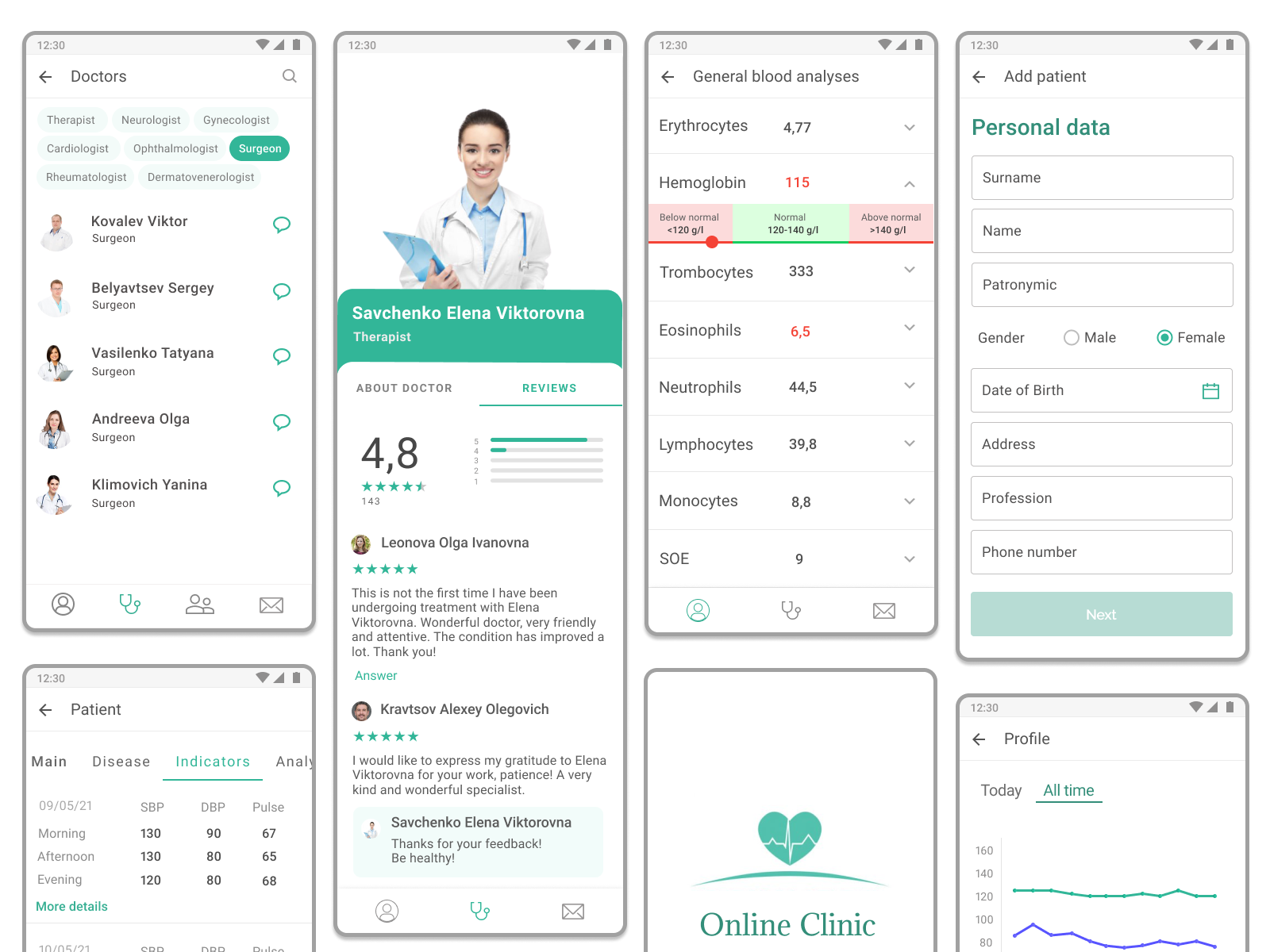 Online clinic - mobile app by Yulia Safrankova on Dribbble